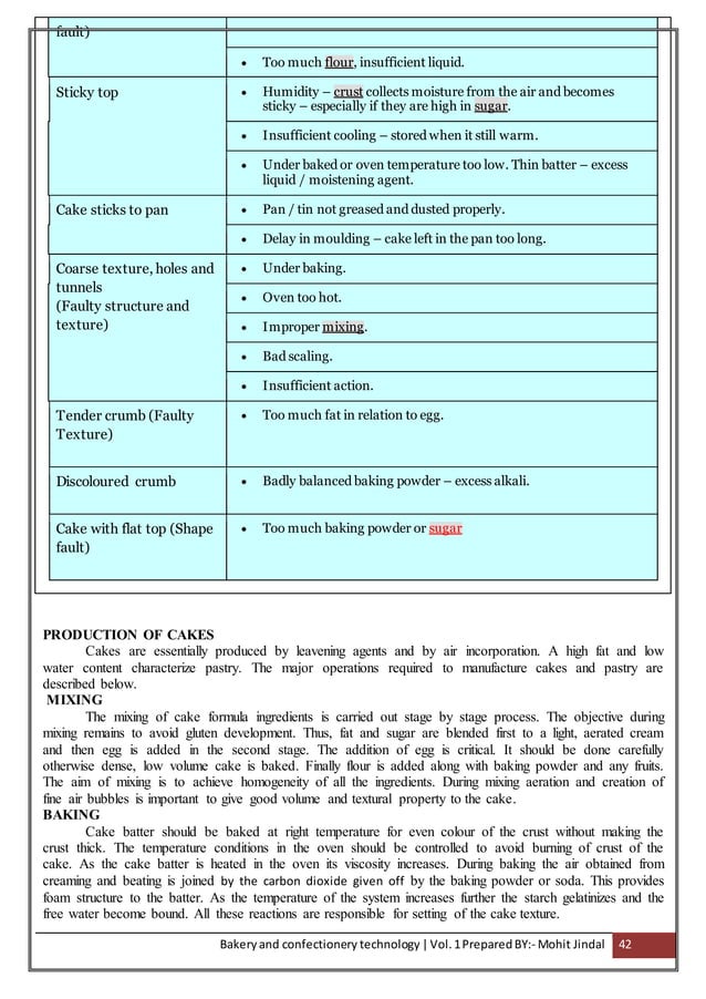 BAKERY AND CONFECTIONERY TECHNOLOGY notes | DOCX