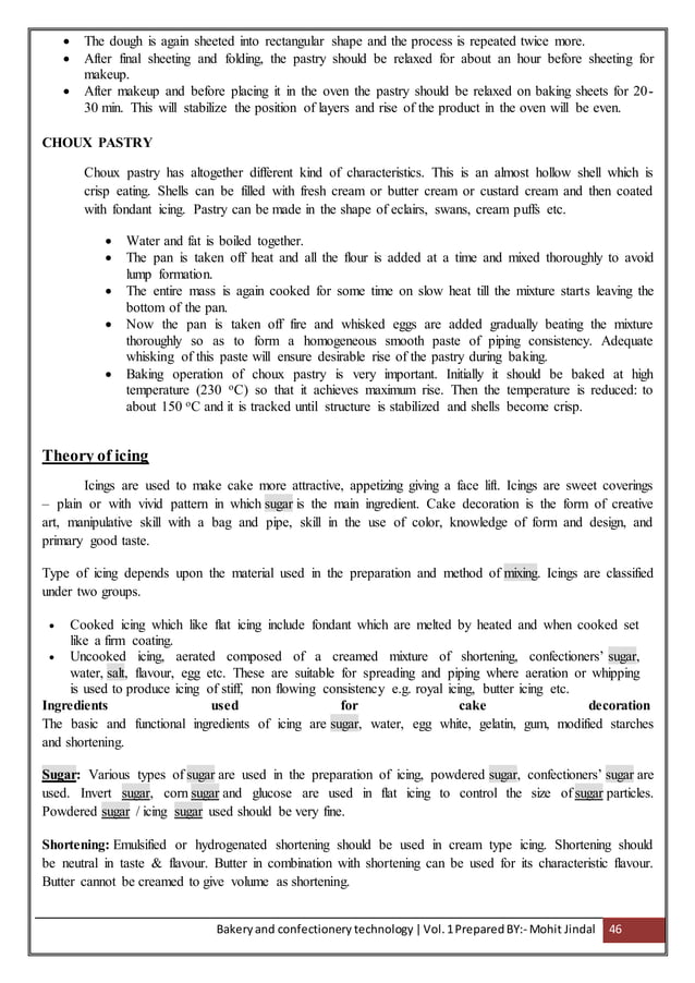 BAKERY AND CONFECTIONERY TECHNOLOGY notes | DOCX