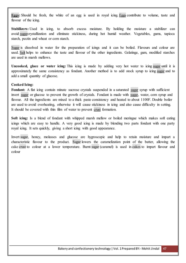 BAKERY AND CONFECTIONERY TECHNOLOGY notes | DOCX