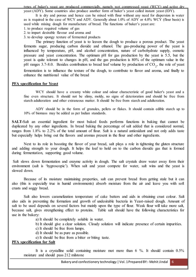 BAKERY AND CONFECTIONERY TECHNOLOGY notes | DOCX