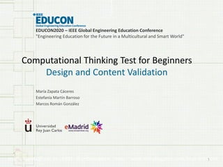 2020_04_30 «Computational Thinking Test for Beginners: Design and ...