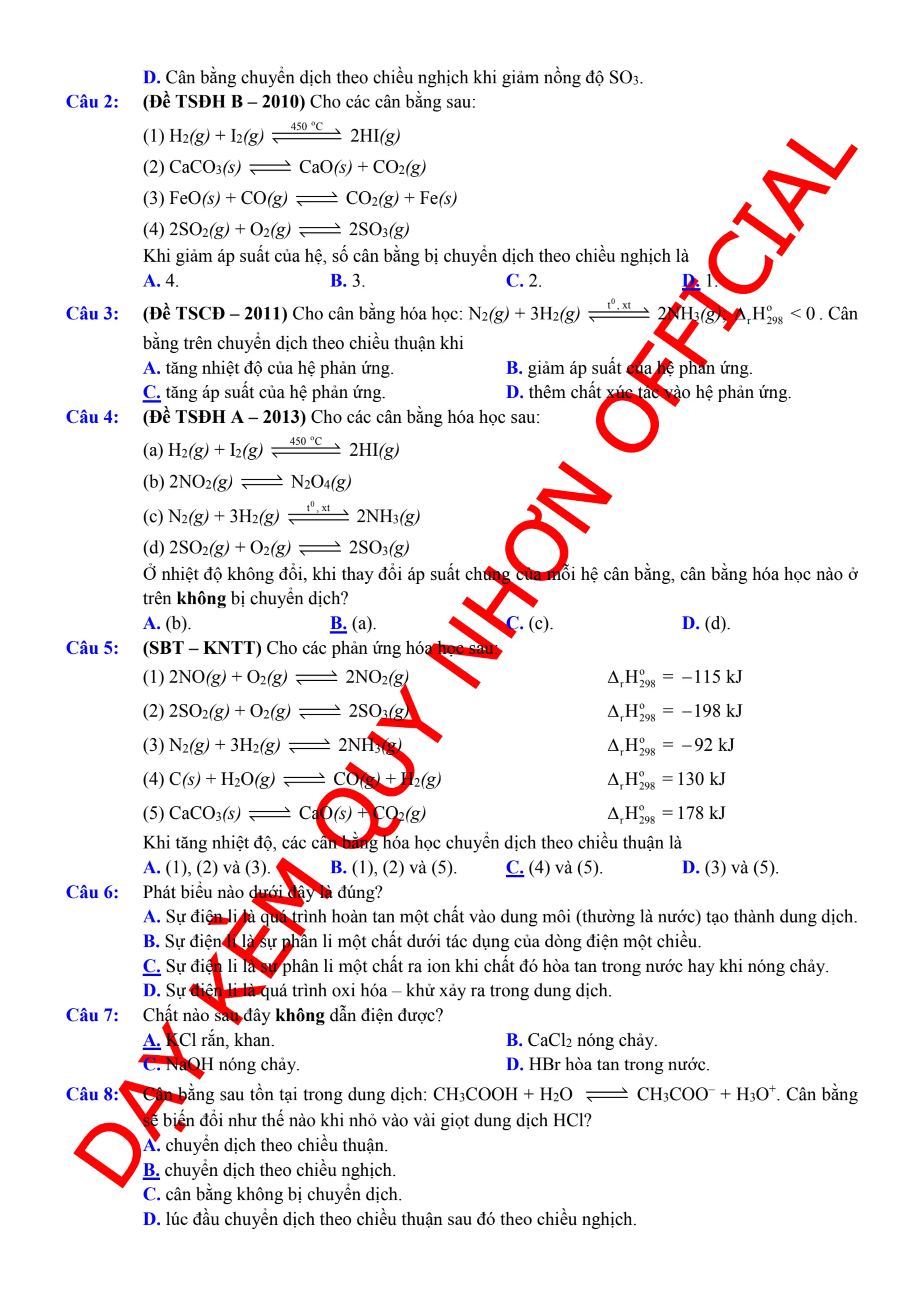 BỘ CÂU HỎI ÔN TẬP KIỂM TRA VÀ ĐÁNH GIÁ MÔN HÓA HỌC 11 (KẾT NỐI TRI THỨC) - TÀI LIỆU DẠY THÊM ...