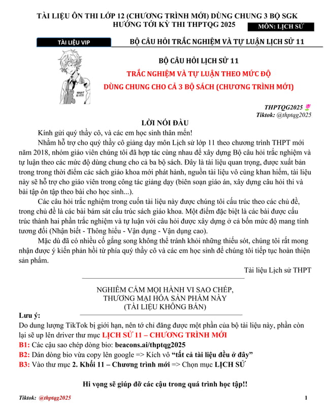 BỘ CÂU HỎI TRẮC NGHIỆM VÀ TỰ LUẬN LỊCH SỬ 11 THEO CHƯƠNG TRÌNH 2018.pdf