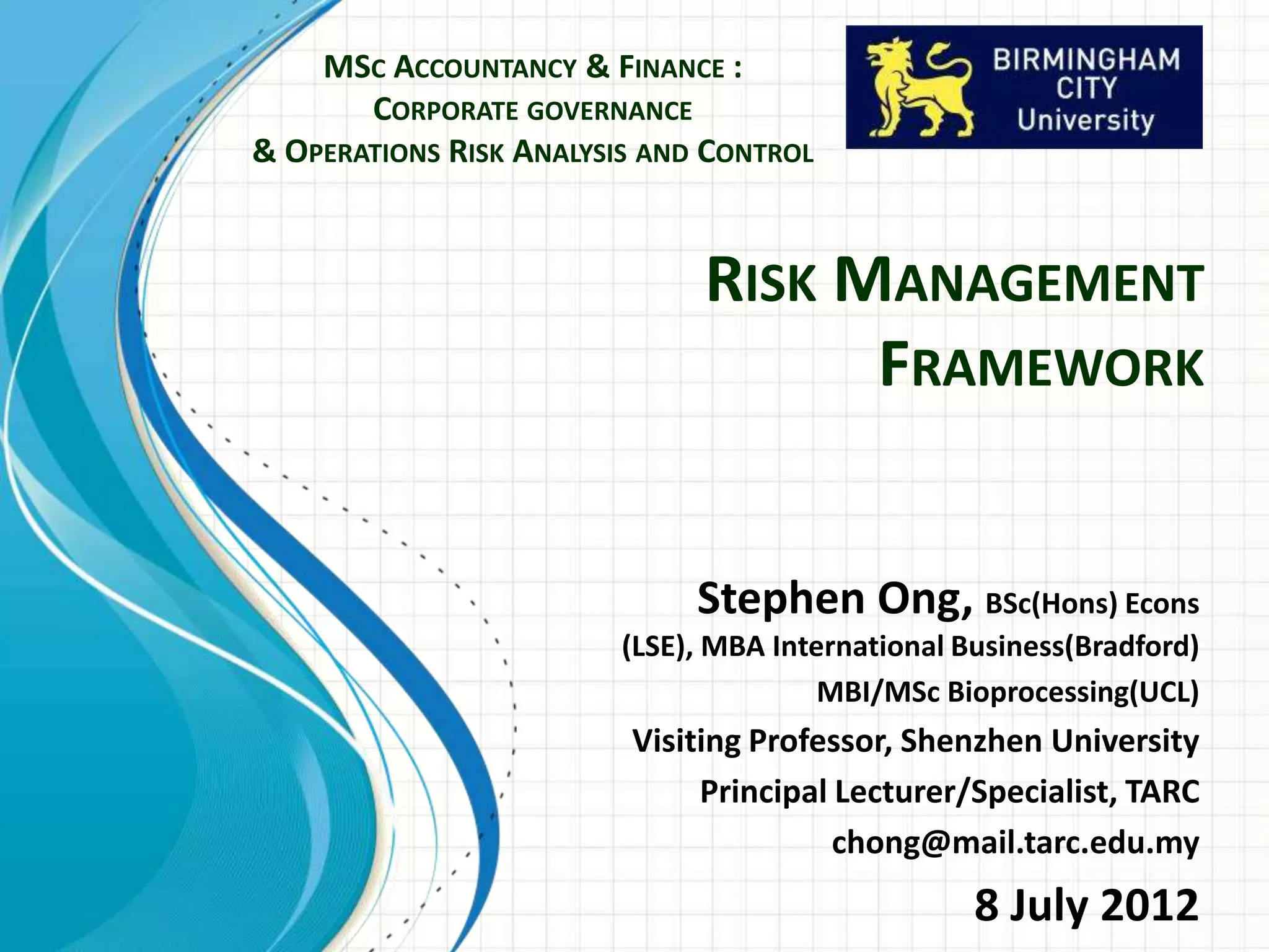 Bcu msc cg week 5 rm framework | PPTX