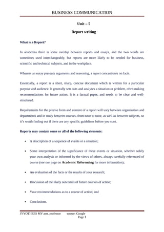 Report writing in business communication | PDF