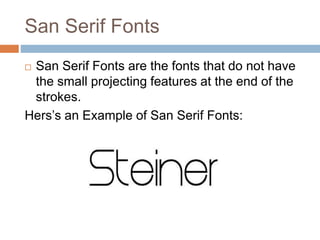 Serif and San Serif Fonts | PPTX