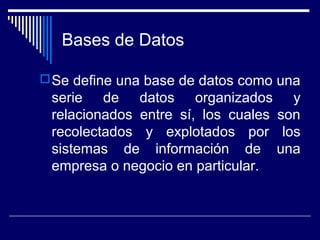 Introducción a las base de datos | PPT