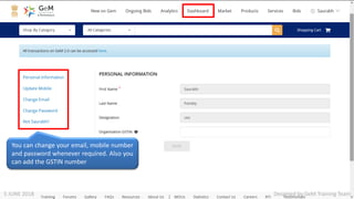 Buyer Module GeM 3.0- Overview of Buyer's Dasboard | PDF