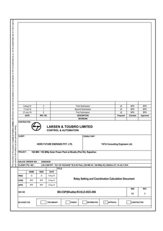 Relay Setting Calculation For REF615/ REJ601 | PDF