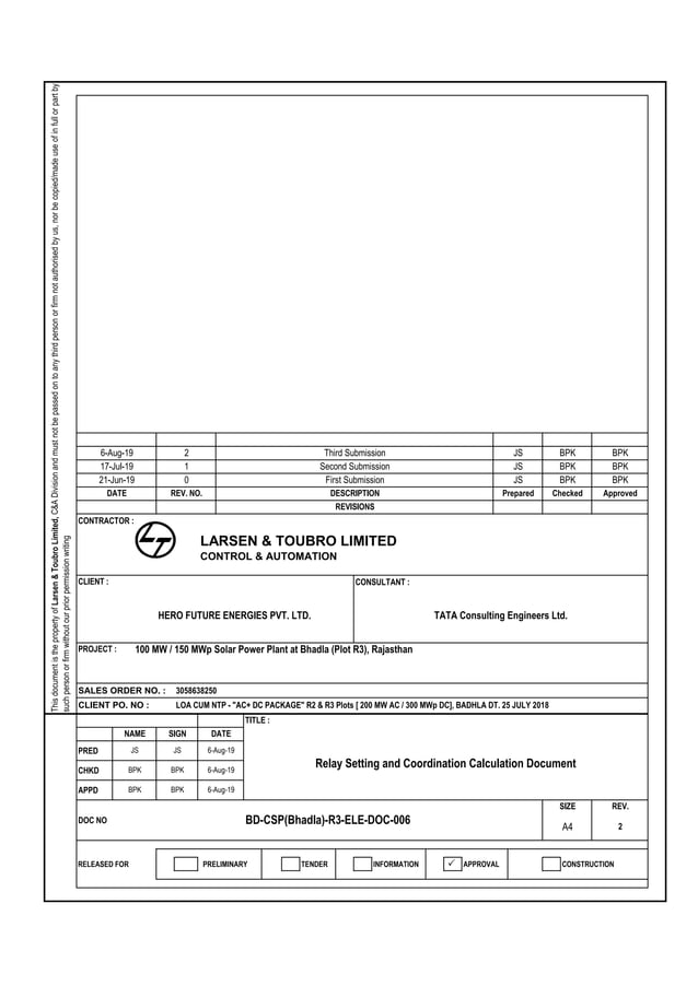 Relay Setting Calculation For REF615/ REJ601 | PDF | Technology & Computing