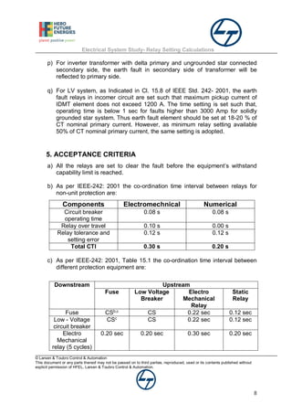 Relay Setting Calculation For REF615/ REJ601 | PDF