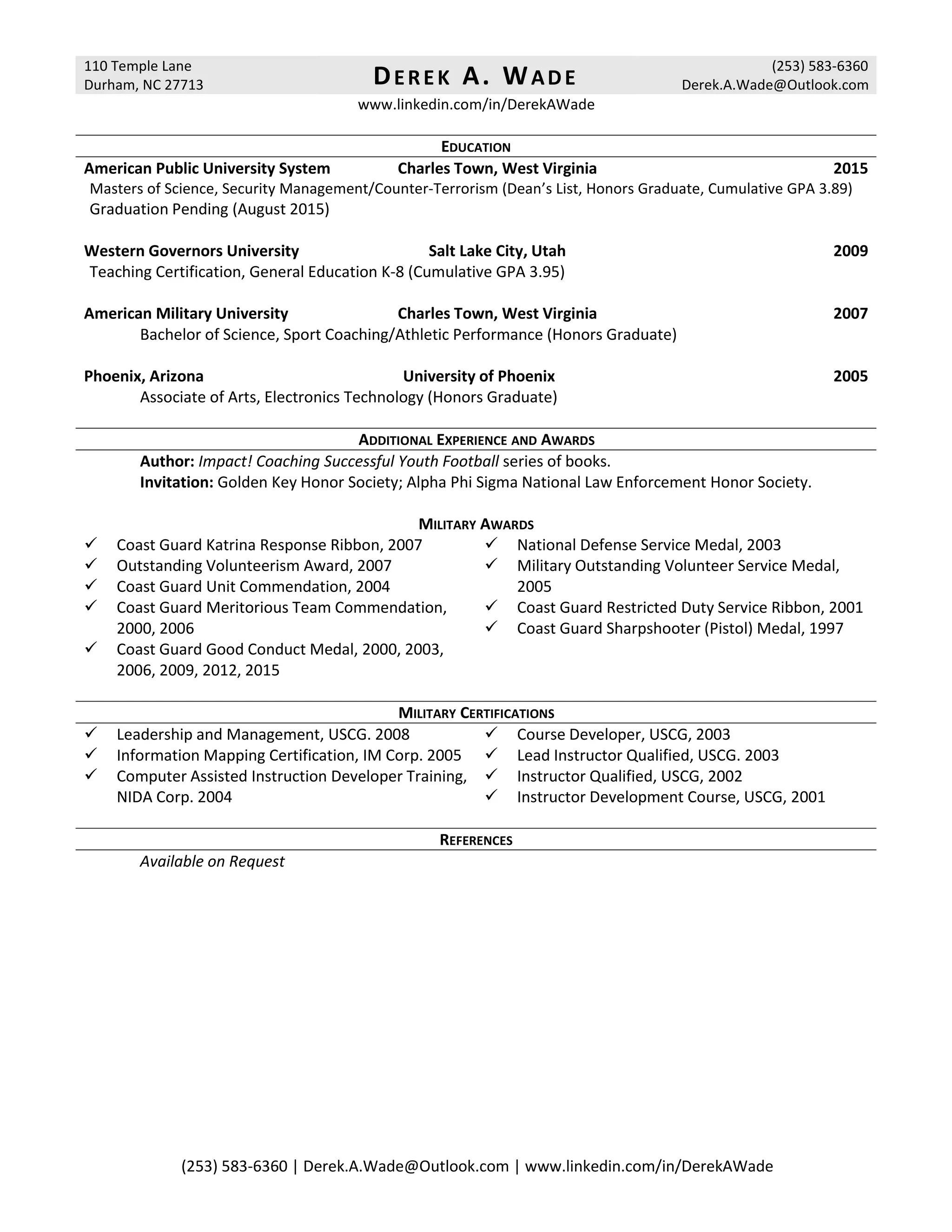 Derek_Wade_Resume_TechnicalTrainer | PDF