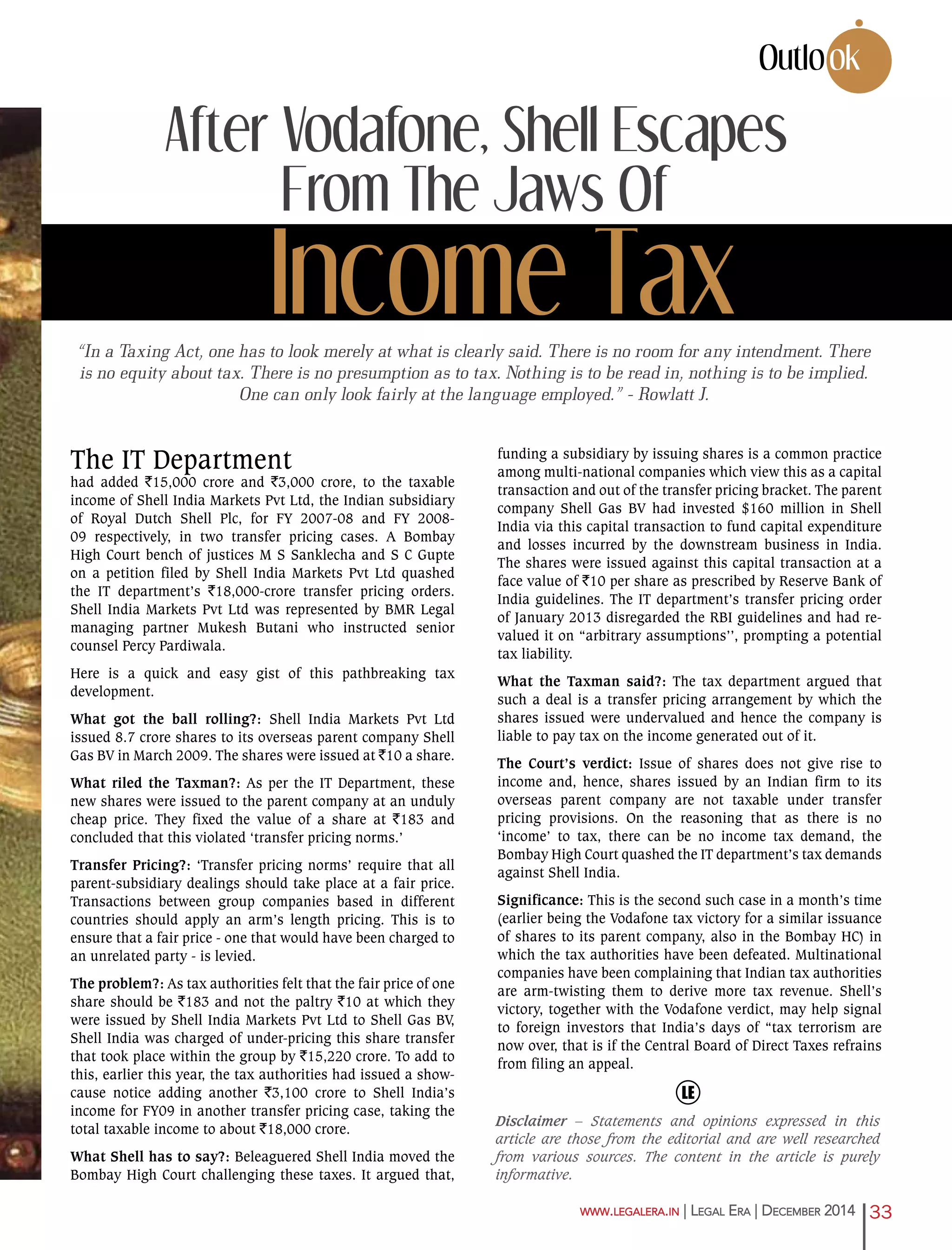 Shell Tax Judgement | PDF
