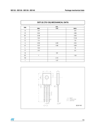 Original NPN Transistor BD135 135 TO-225 New STMicroelectronics | PDF