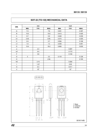 BD135/BD139 Transistor Data sheet | PDF
