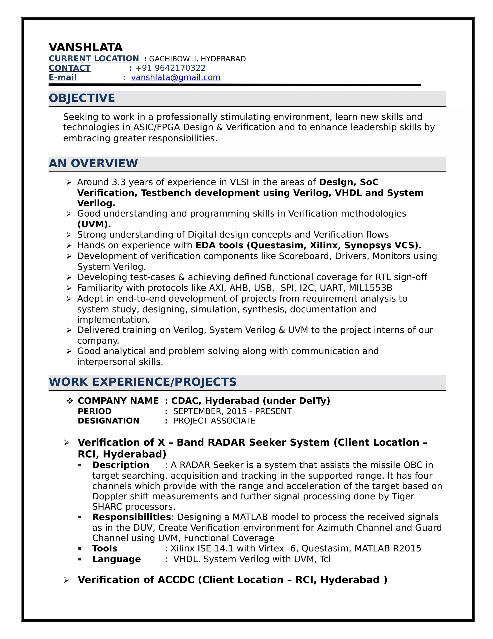 Resume16AugV | PDF
