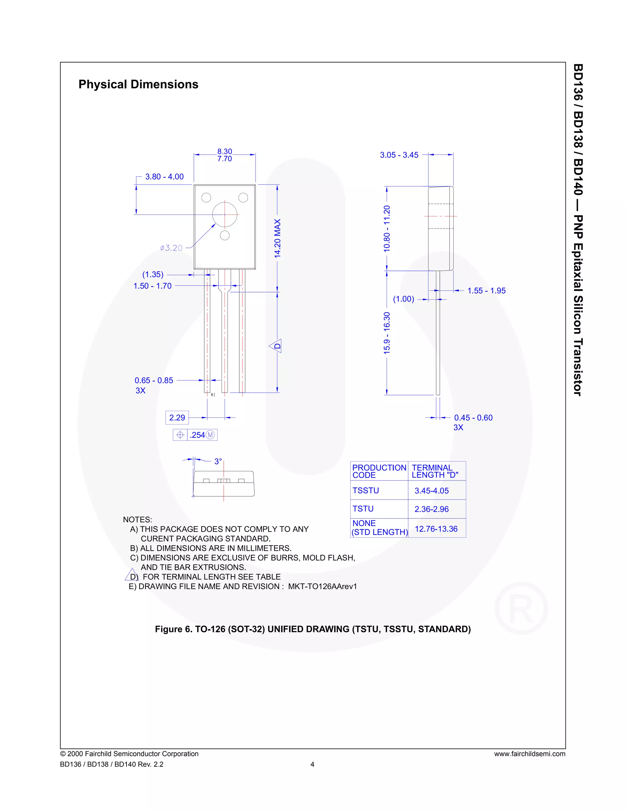 Original Transistor PNP BD140 1.5A 80V TO-126 New | PDF
