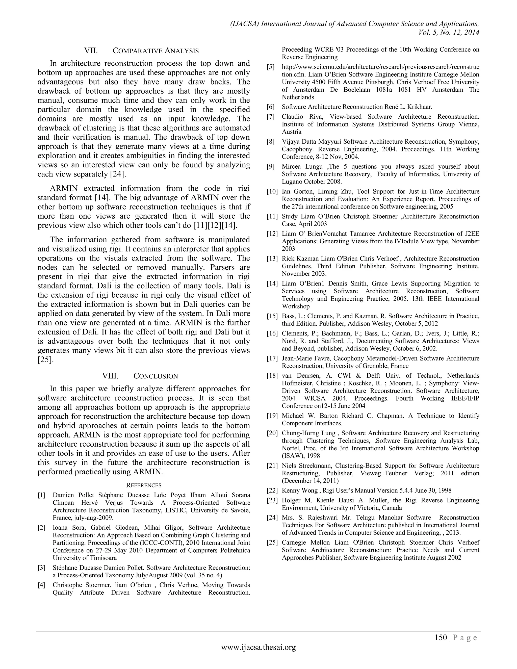 Paper 19 Software Architecture Reconstruction Method A Survey Pdf Graphics Software