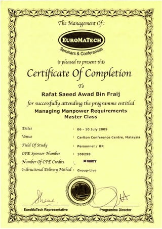 Manpower Planning Certificate. K.L | PDF