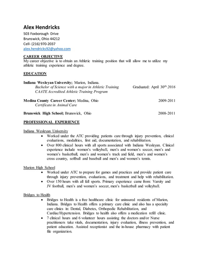 Alex Hendricks resume | PDF