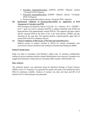 IDENTIFYING PARATHYROID HORMONE DISORDERS AND ITS PHENOTYPES THROUGH A ...