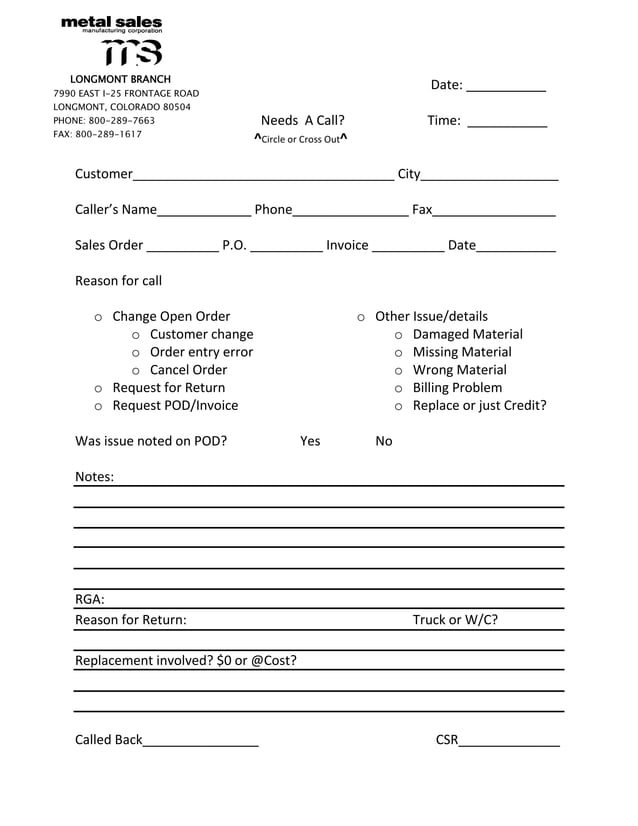 CUST SERV FORM 2014 | PDF