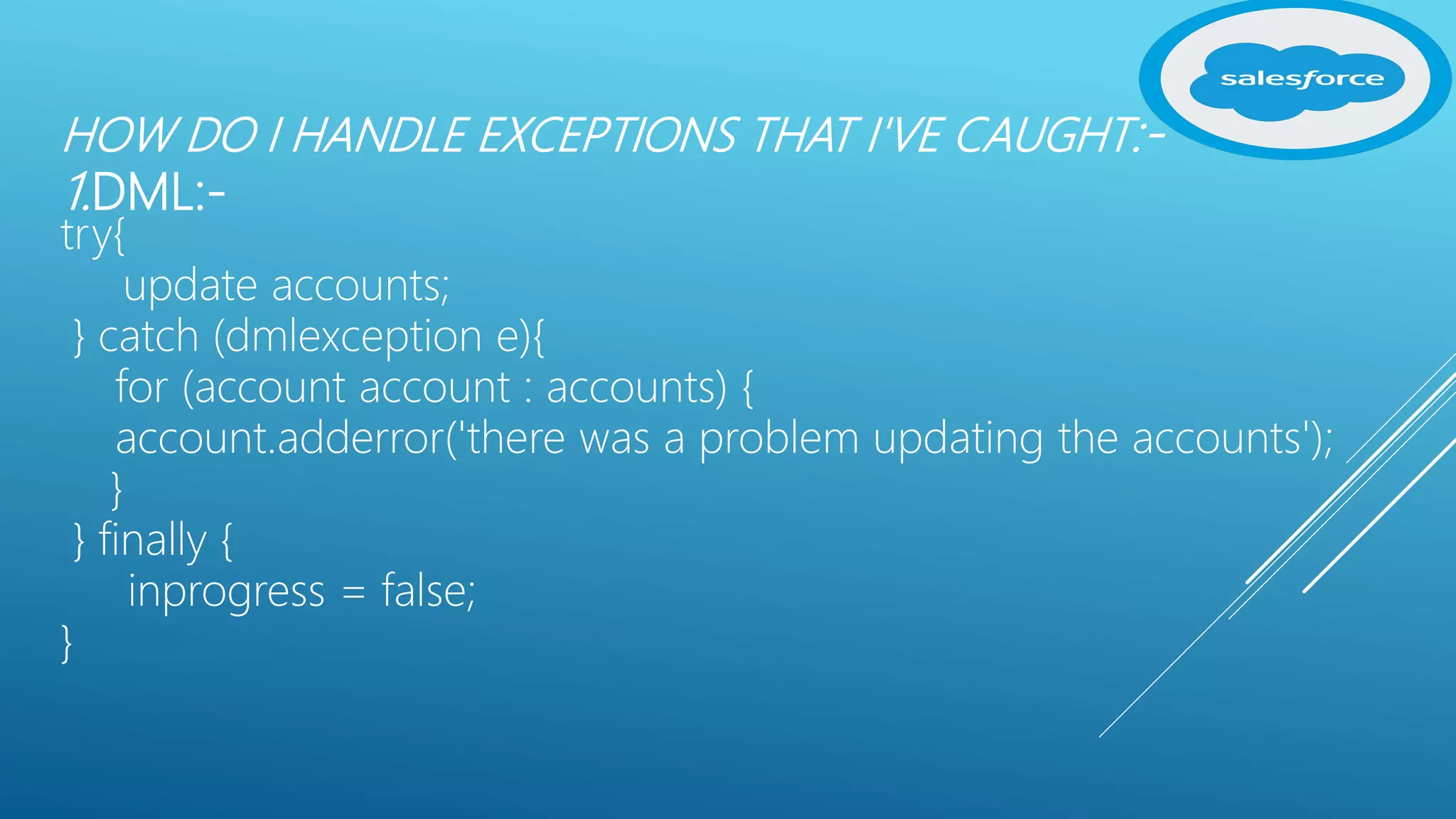 Introduction to exception handling in apex | PPT
