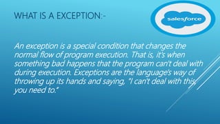 Introduction to exception handling in apex | PPTX
