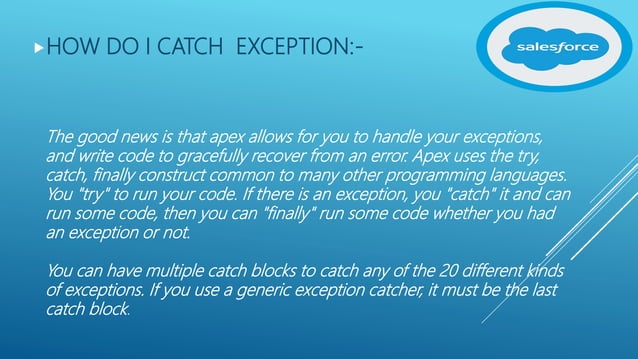 Introduction to exception handling in apex | PPT
