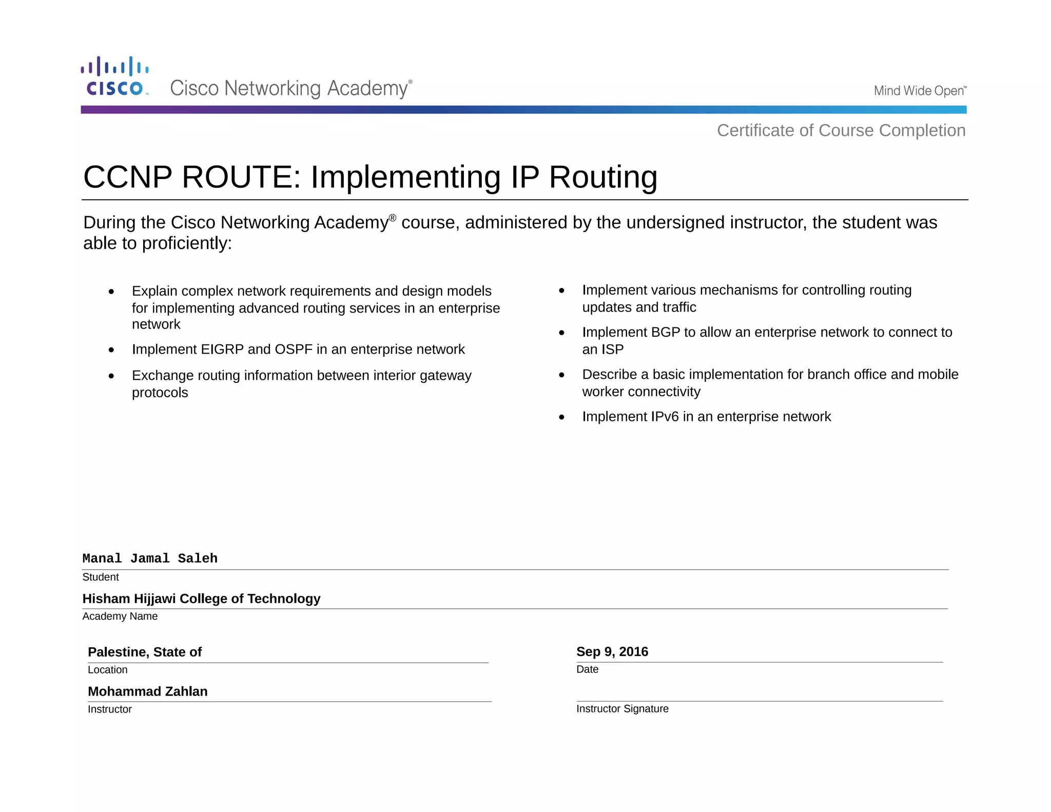 CCNP certificate | PDF