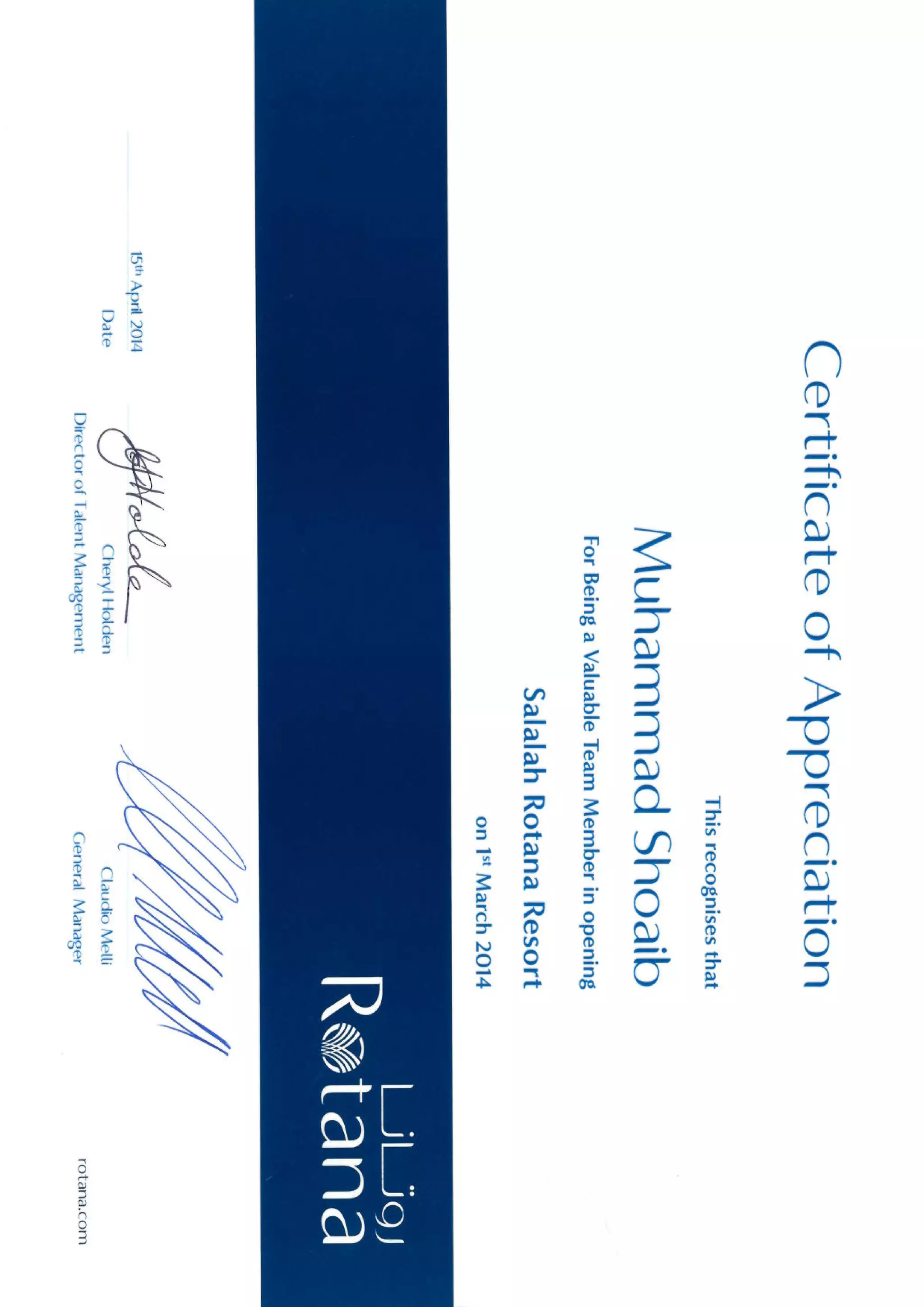 Pre-opening certificate- Shoaib | PDF