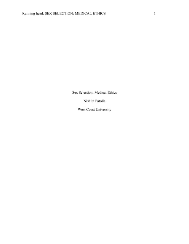 Medical Ethics Sex Selection Pdf