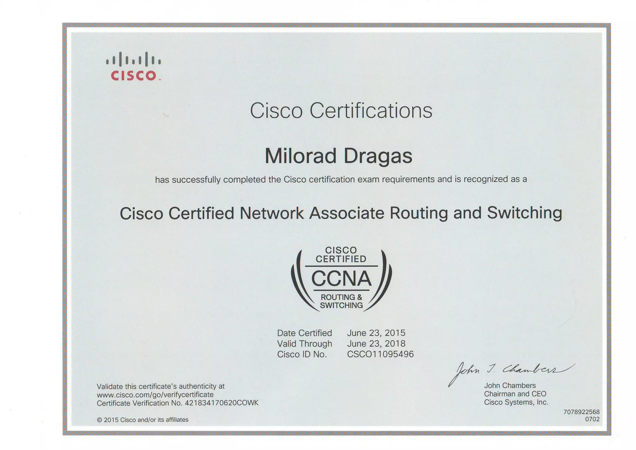 CCNA Certificate | PDF