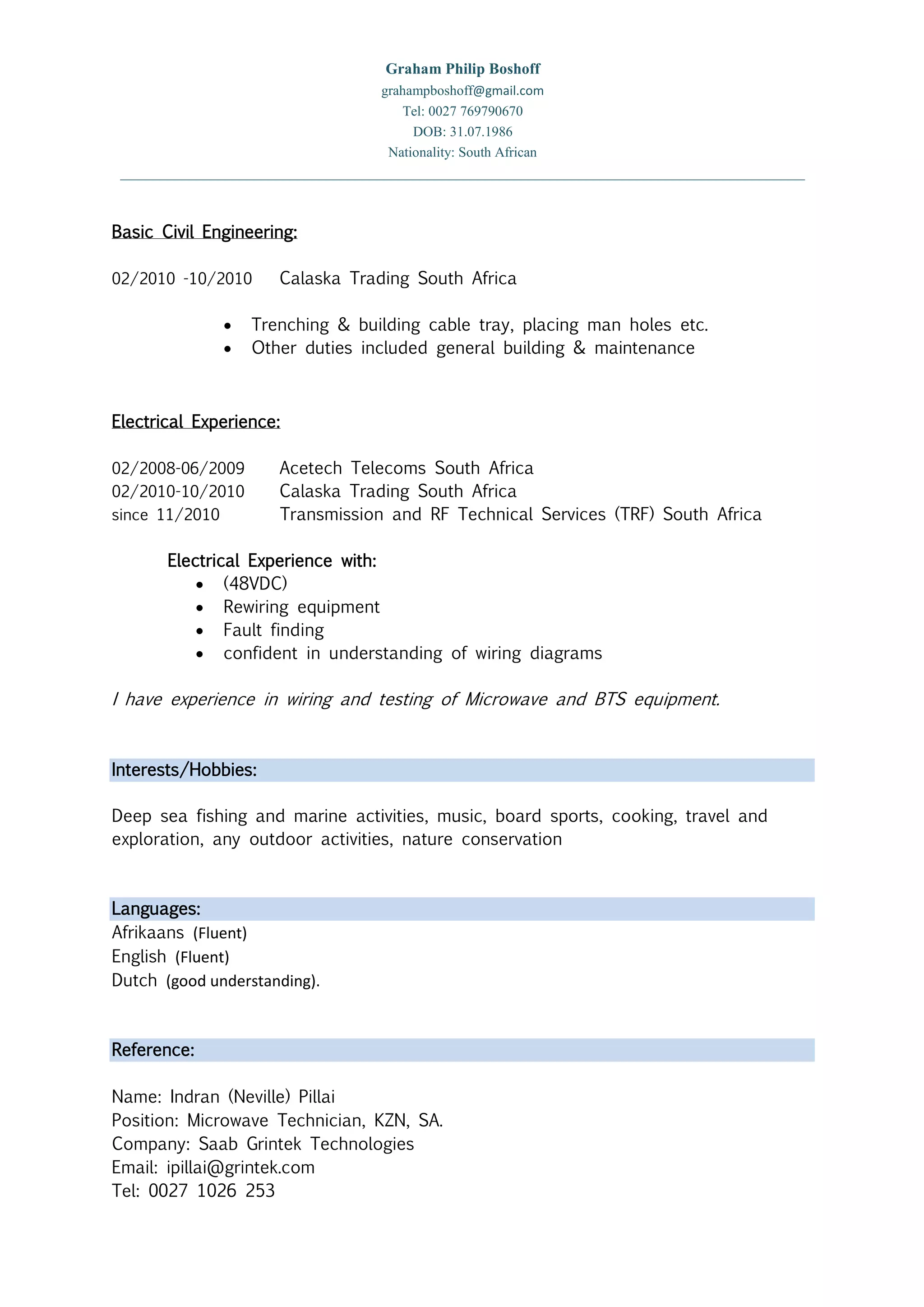 CV Graham Boshoff | PDF