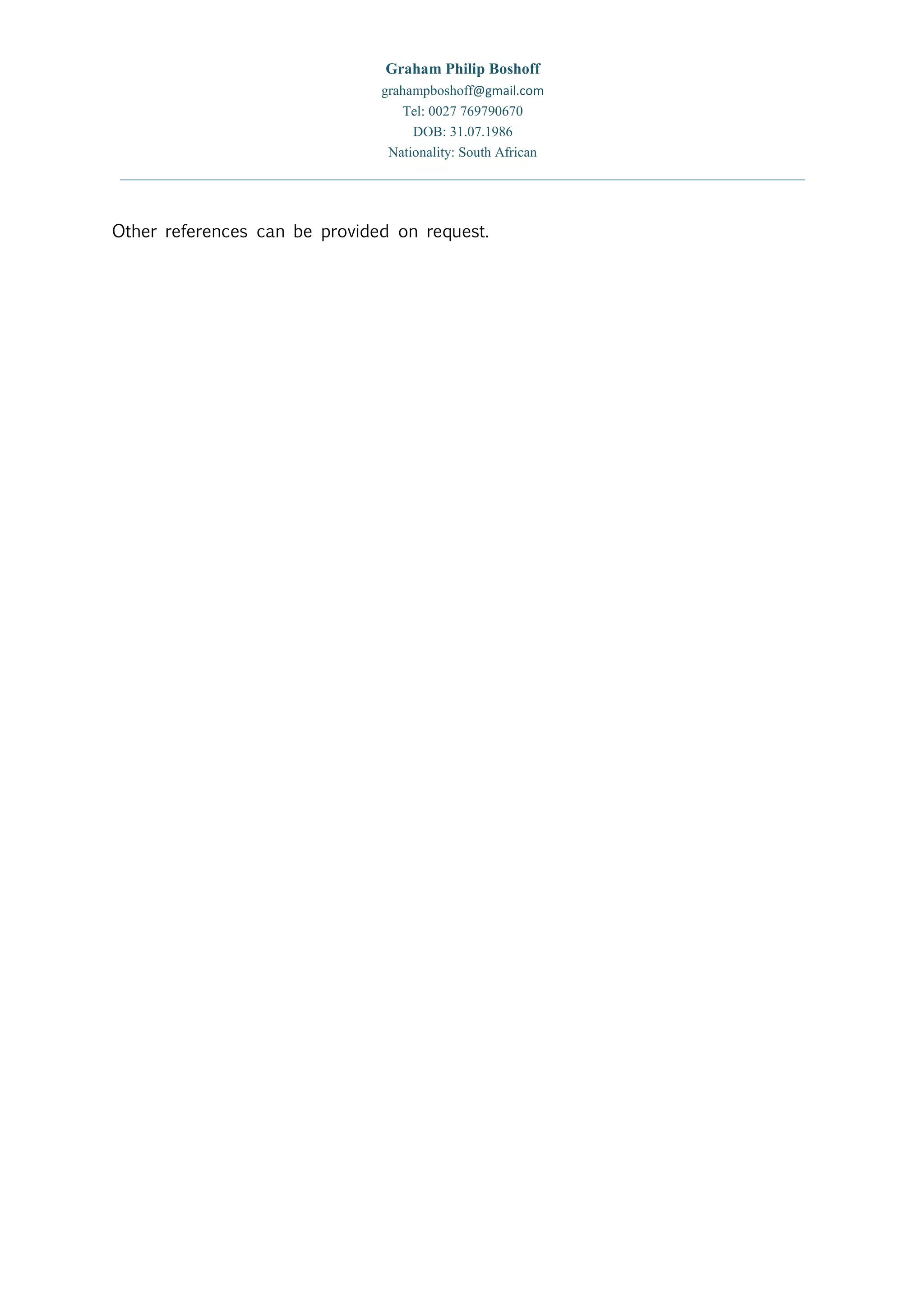 CV Graham Boshoff | PDF