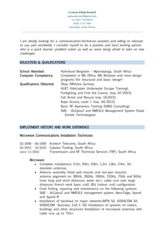 CV Graham Boshoff | PDF