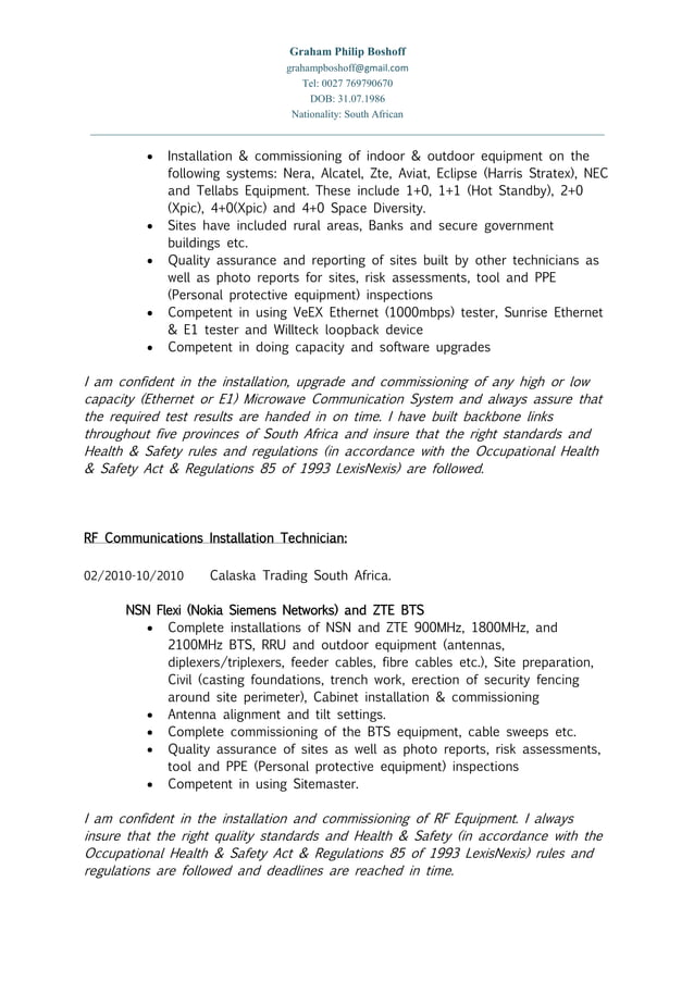 CV Graham Boshoff | PDF