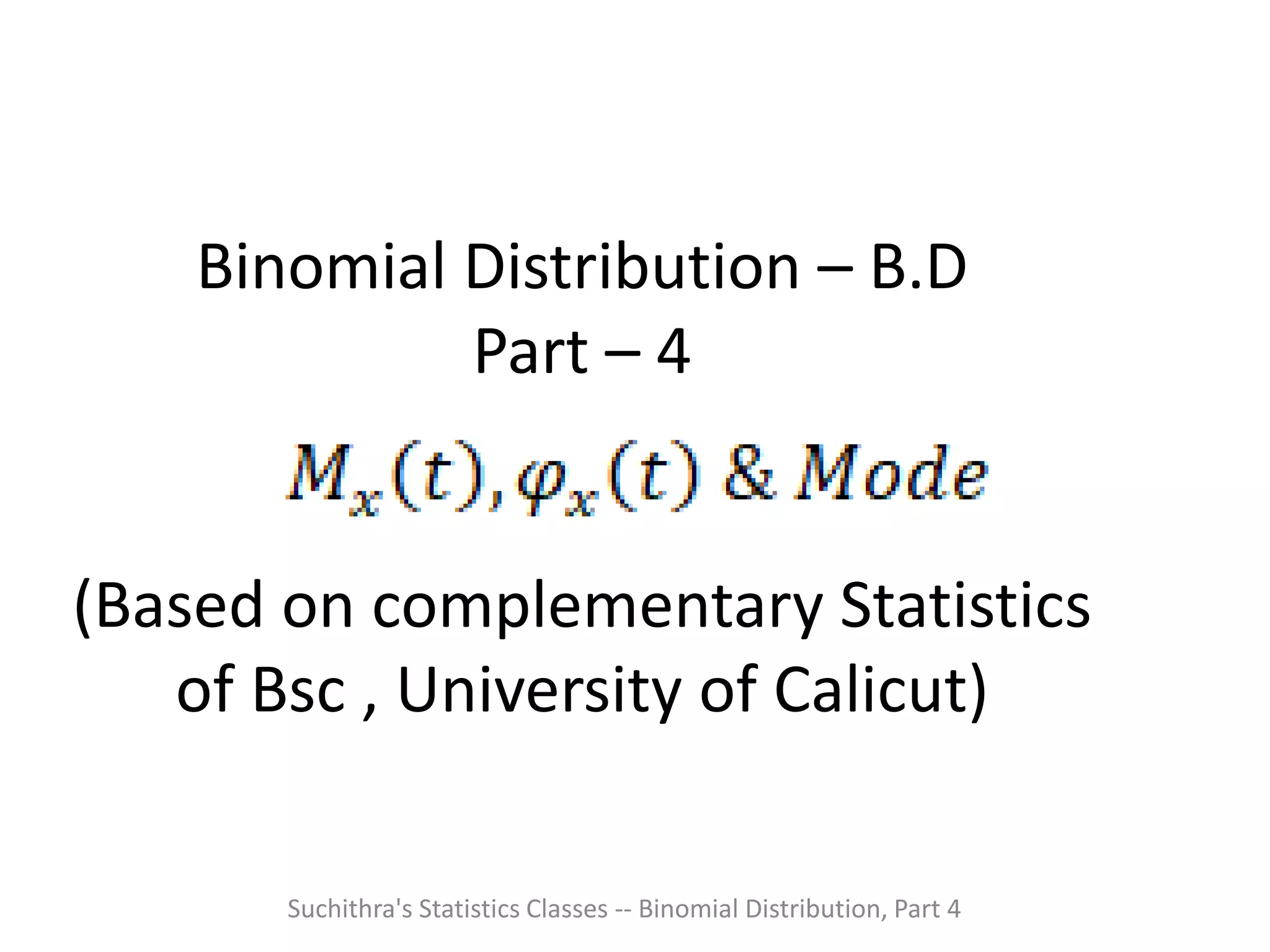 Binomial Distribution Part 4 | PPTX
