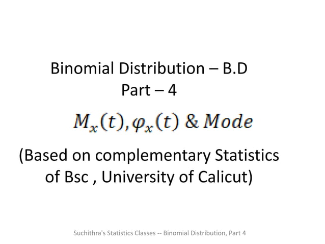 Binomial Distribution Part 4 | PPTX