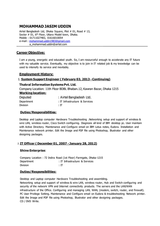 MOHAMMAD JASIM UDDIN CV{OK} - Copy | PDF
