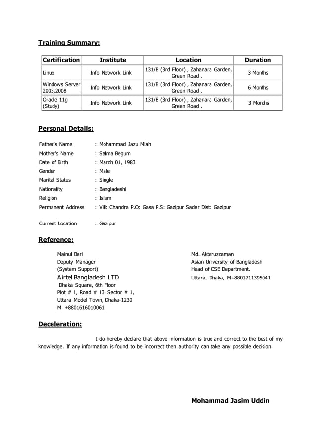 MOHAMMAD JASIM UDDIN CV{OK} - Copy | PDF