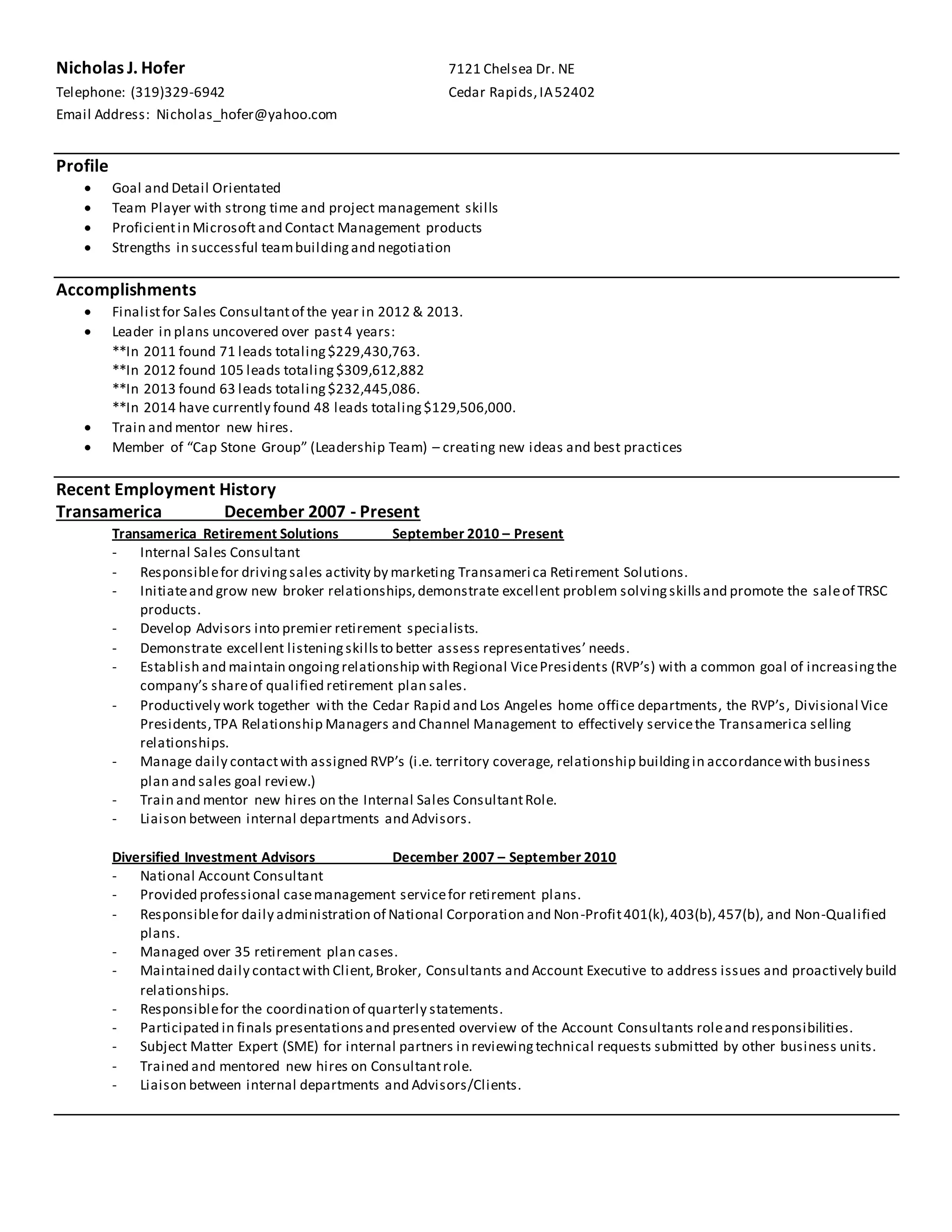 Nick Hofer Resume | DOCX