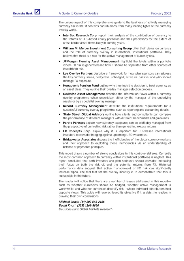 A Guide to Currency Overlay Management | PDF