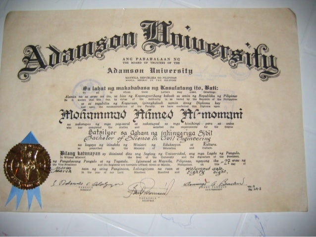 ADAMSON CERTIFICATE