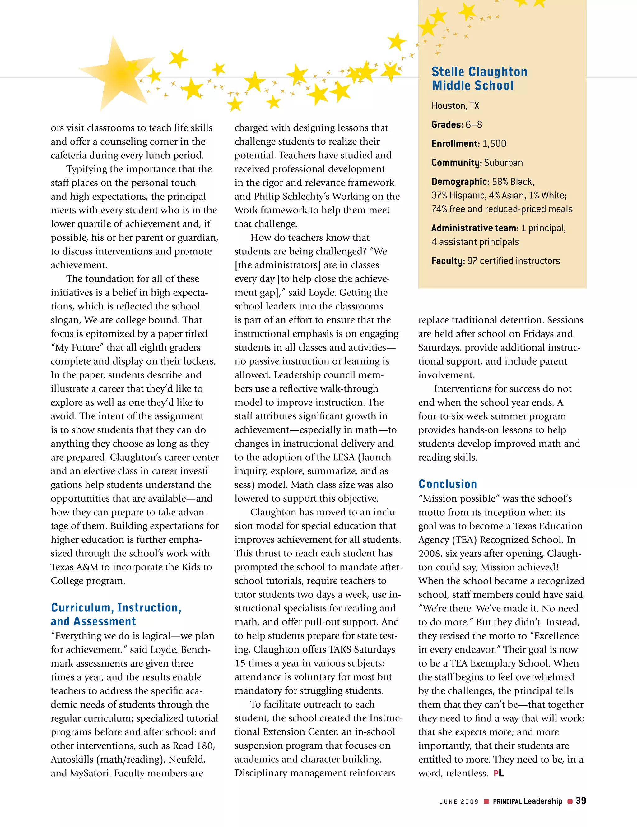 Claughton Middle School Breakthrough School Article | PDF