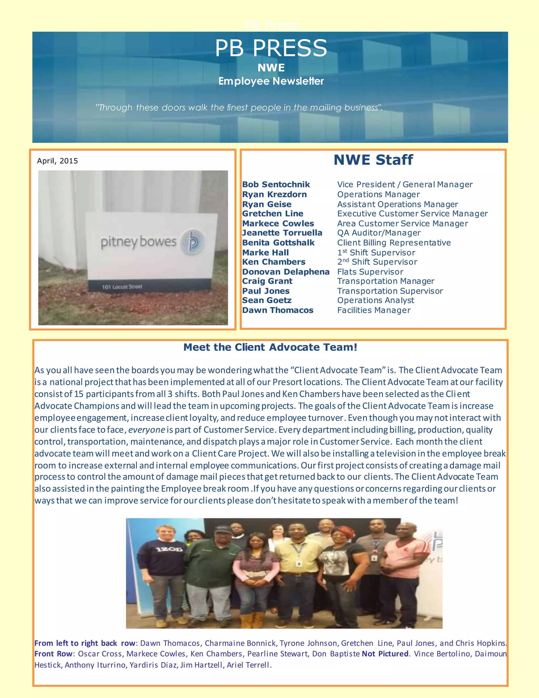 Employee Newsletter April 2015 | DOCX