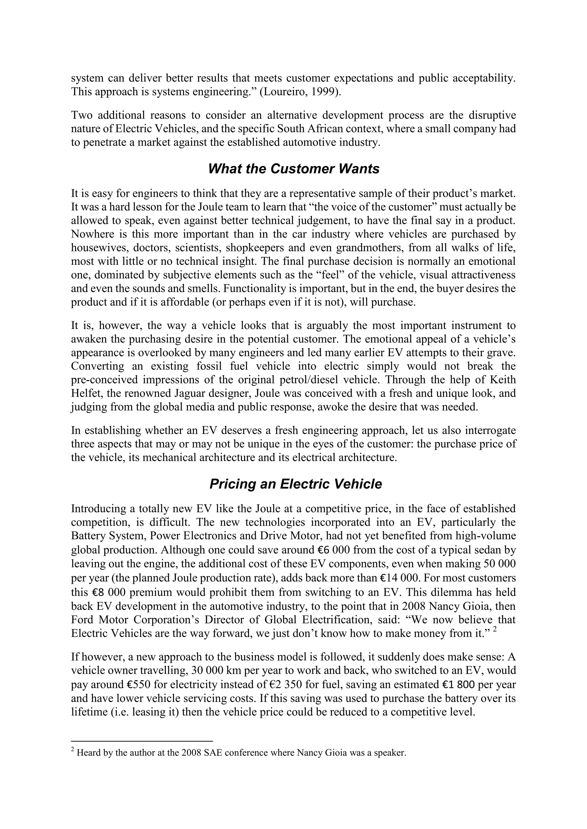 Learning Systems Engineering Lessons from an Electric Vehicle ...