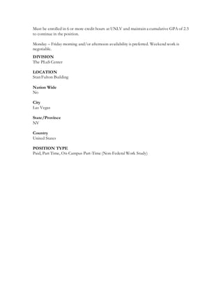 Student Admin Assistant Job Description | DOCX