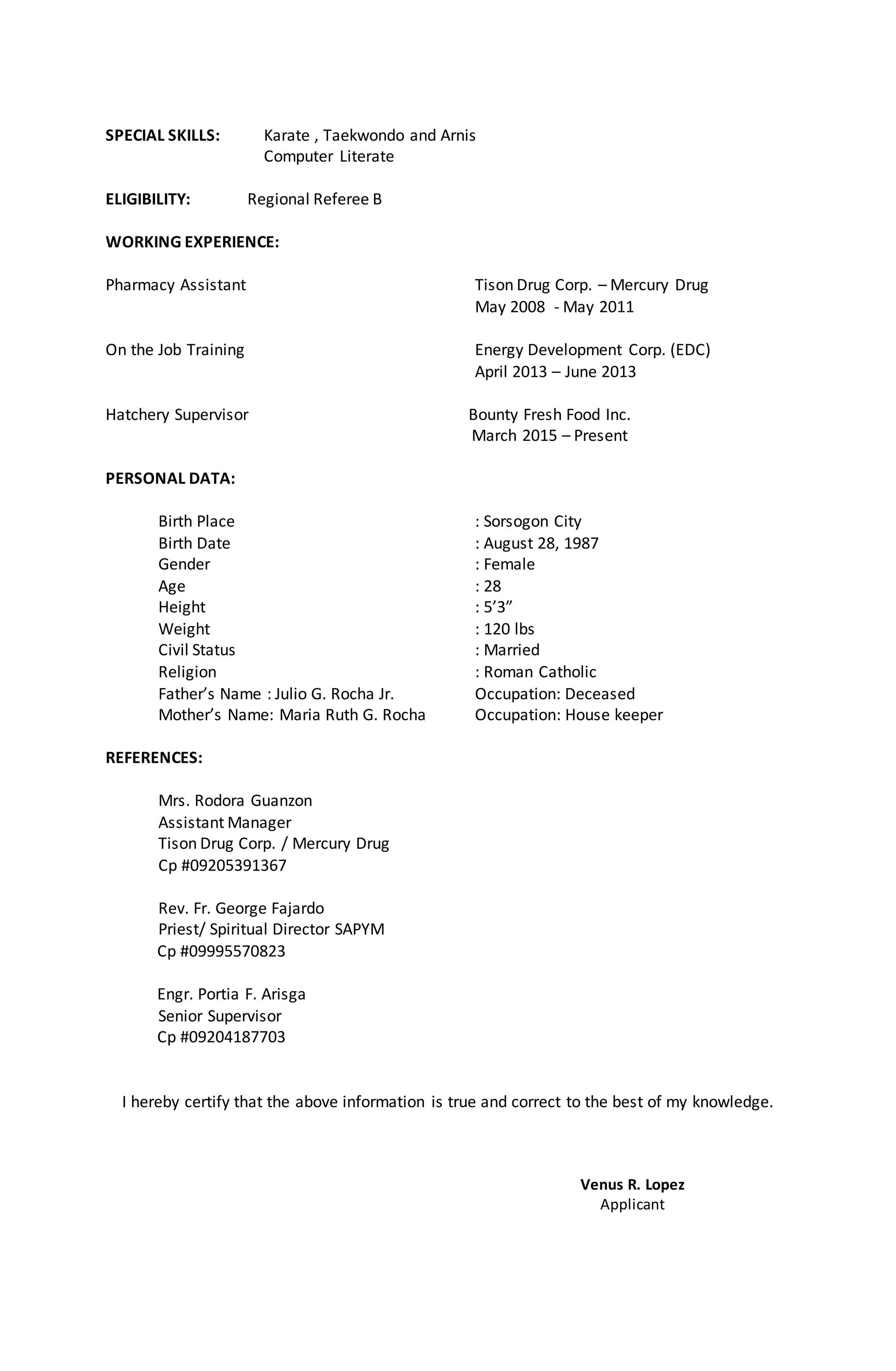 venus lopez resume - Copy | DOCX