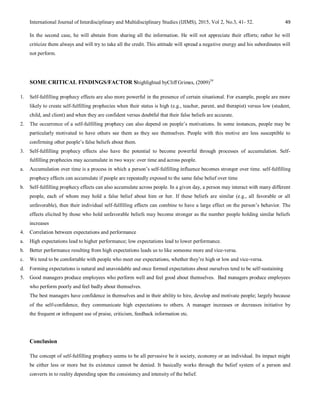 Self-fulfilling Prophecy-A Literature Review | PDF